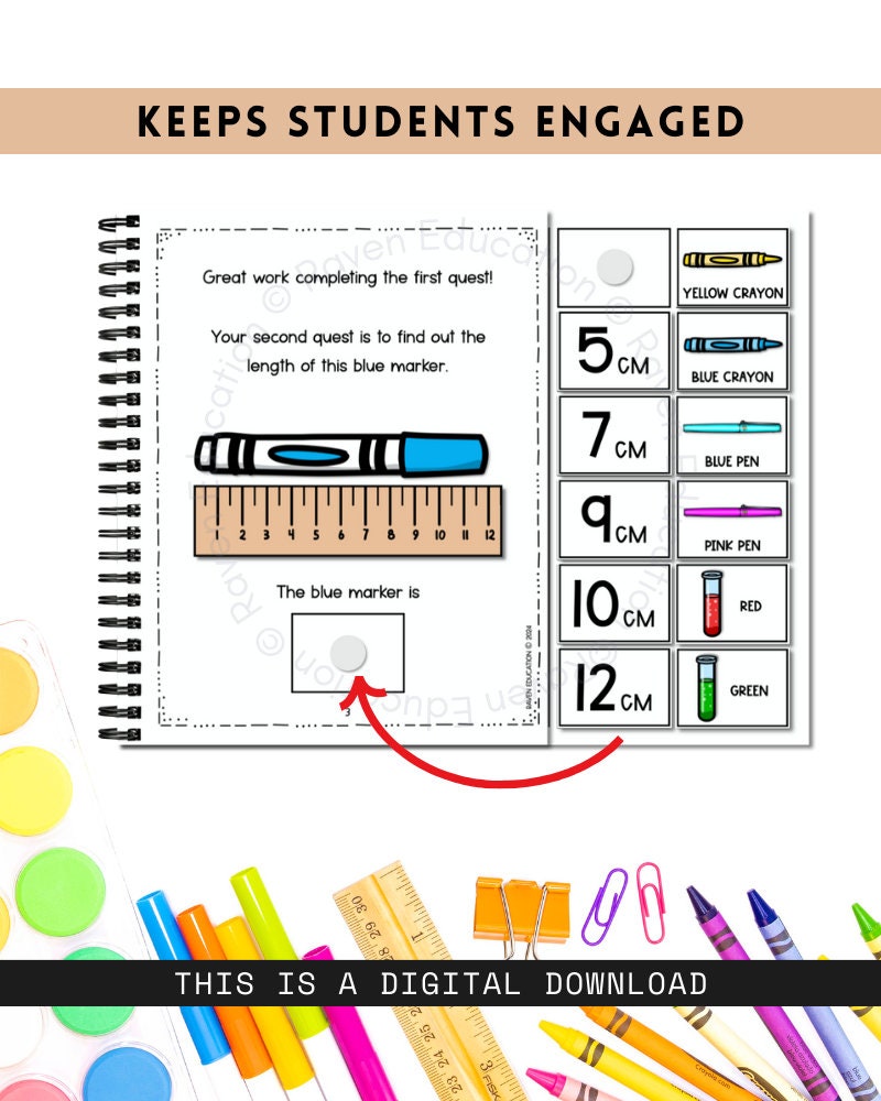A Measurement Quest: Let's Use A Ruler interactive Book Adapted Book ...