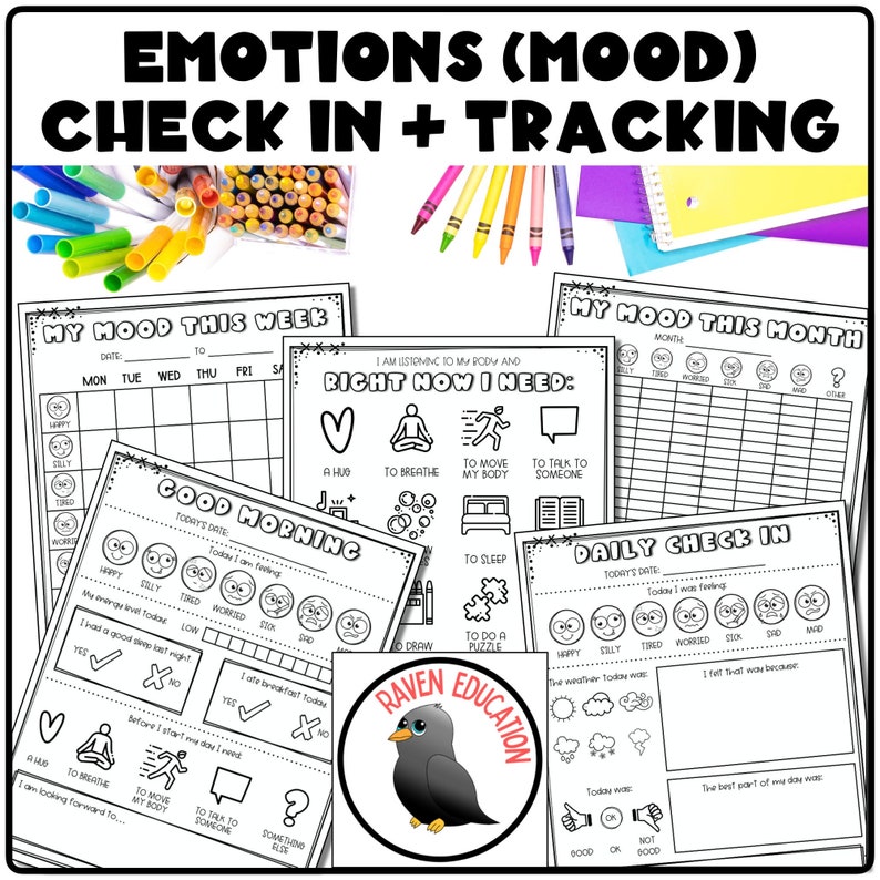 Emotions (mood) Check-in and Tracking Worksheets | Kids | Special ...