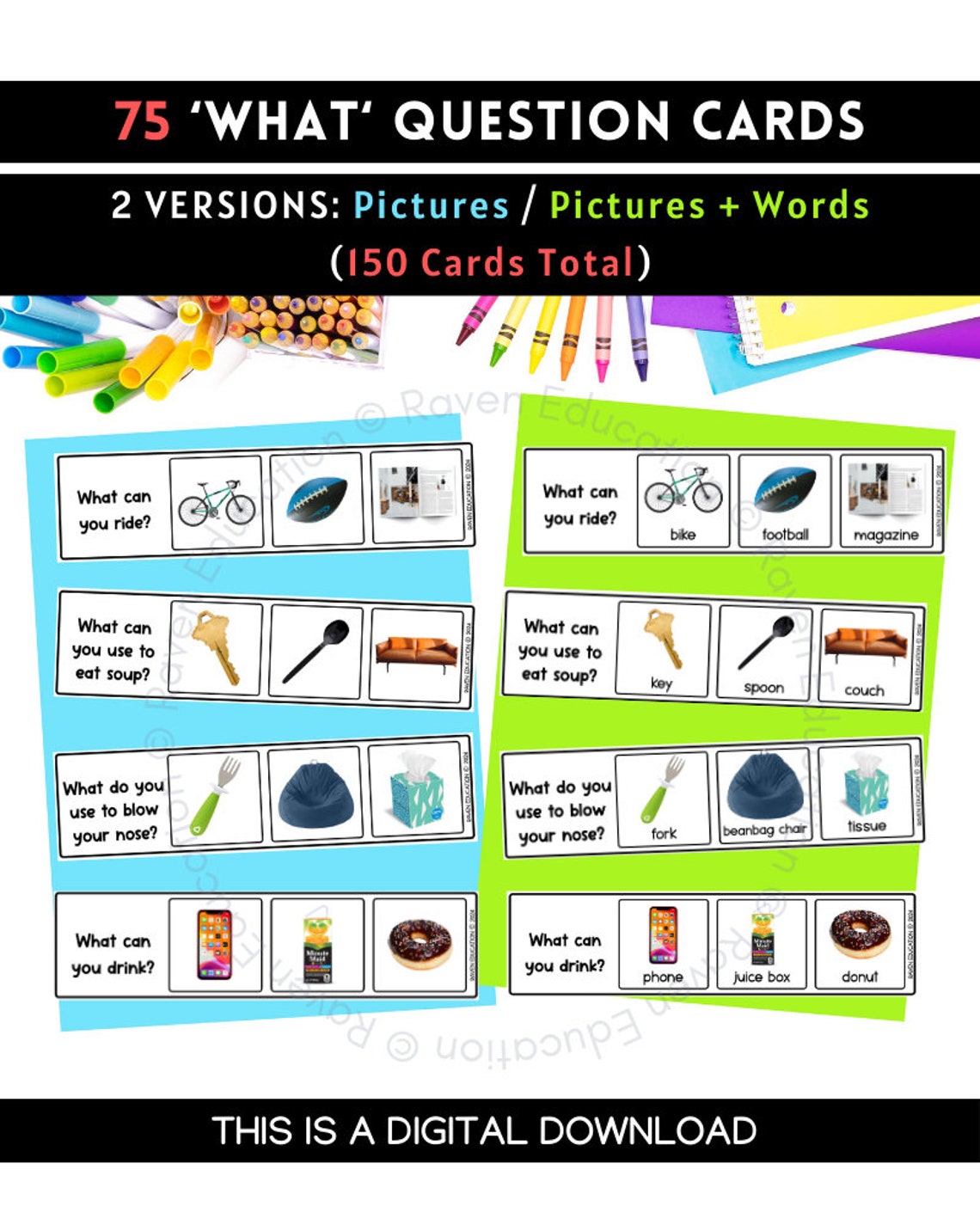 WHAT Questions Task Cards / Flip Cards (special Education | Speech ...