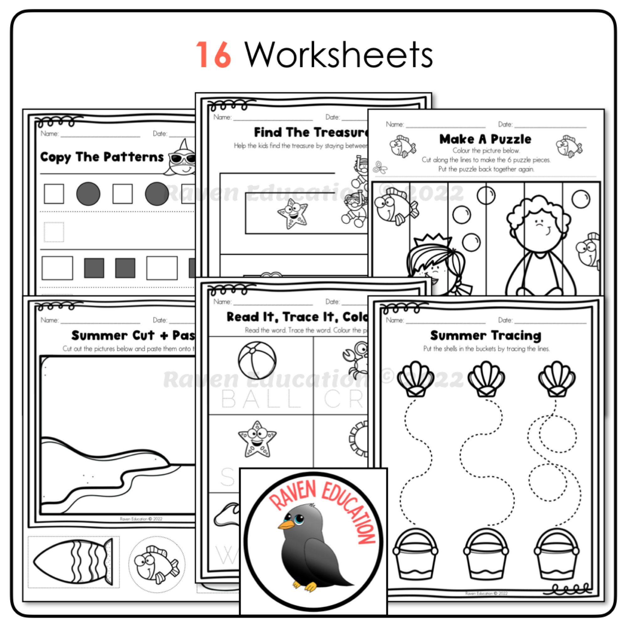 Summer Fine Motor Skills 16 Worksheets - Etsy