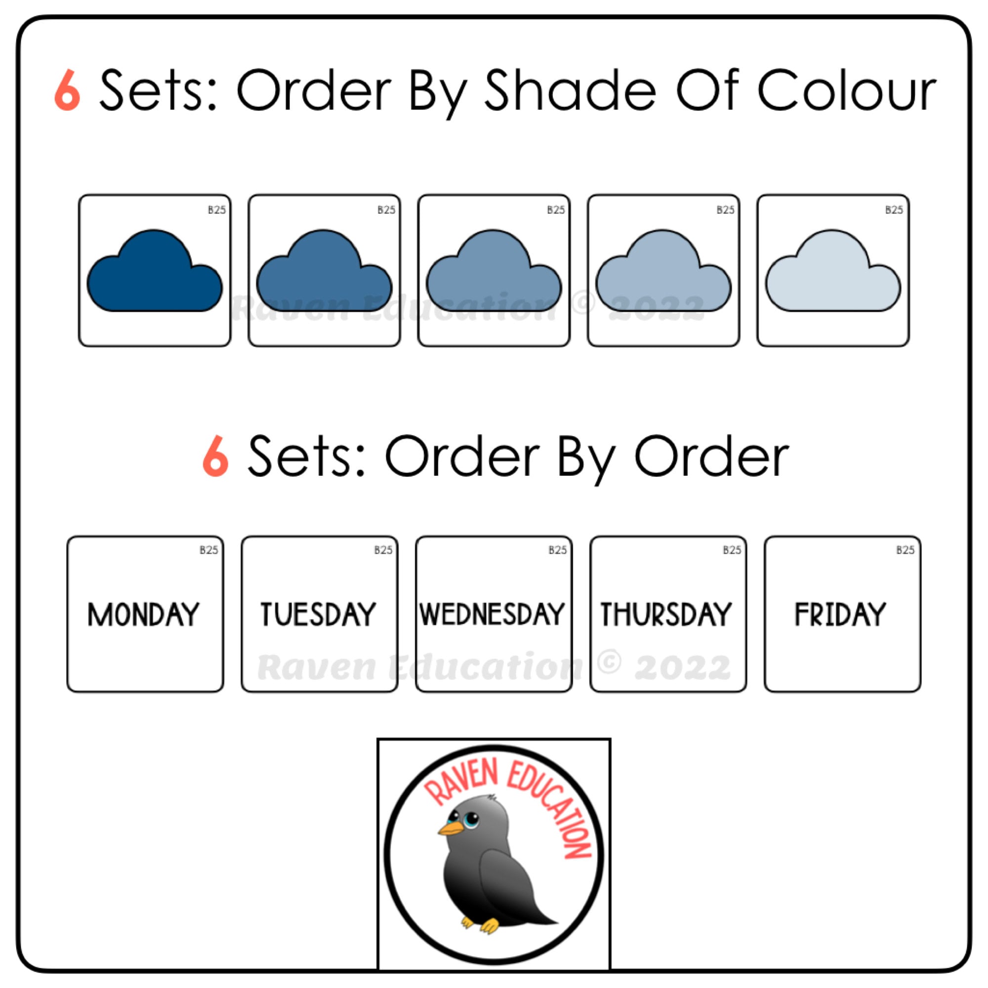 Seriation (order by Size / Quantity / Shade of Colour / Order ...