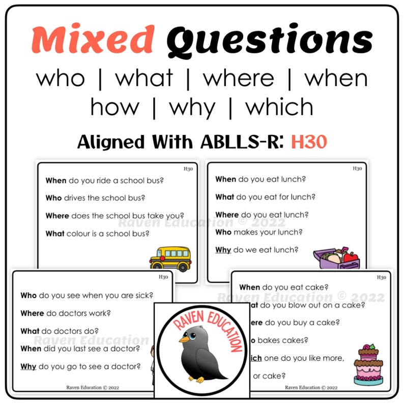 Mixed Question Cards (ABLLS-R Aligned H30) - Etsy