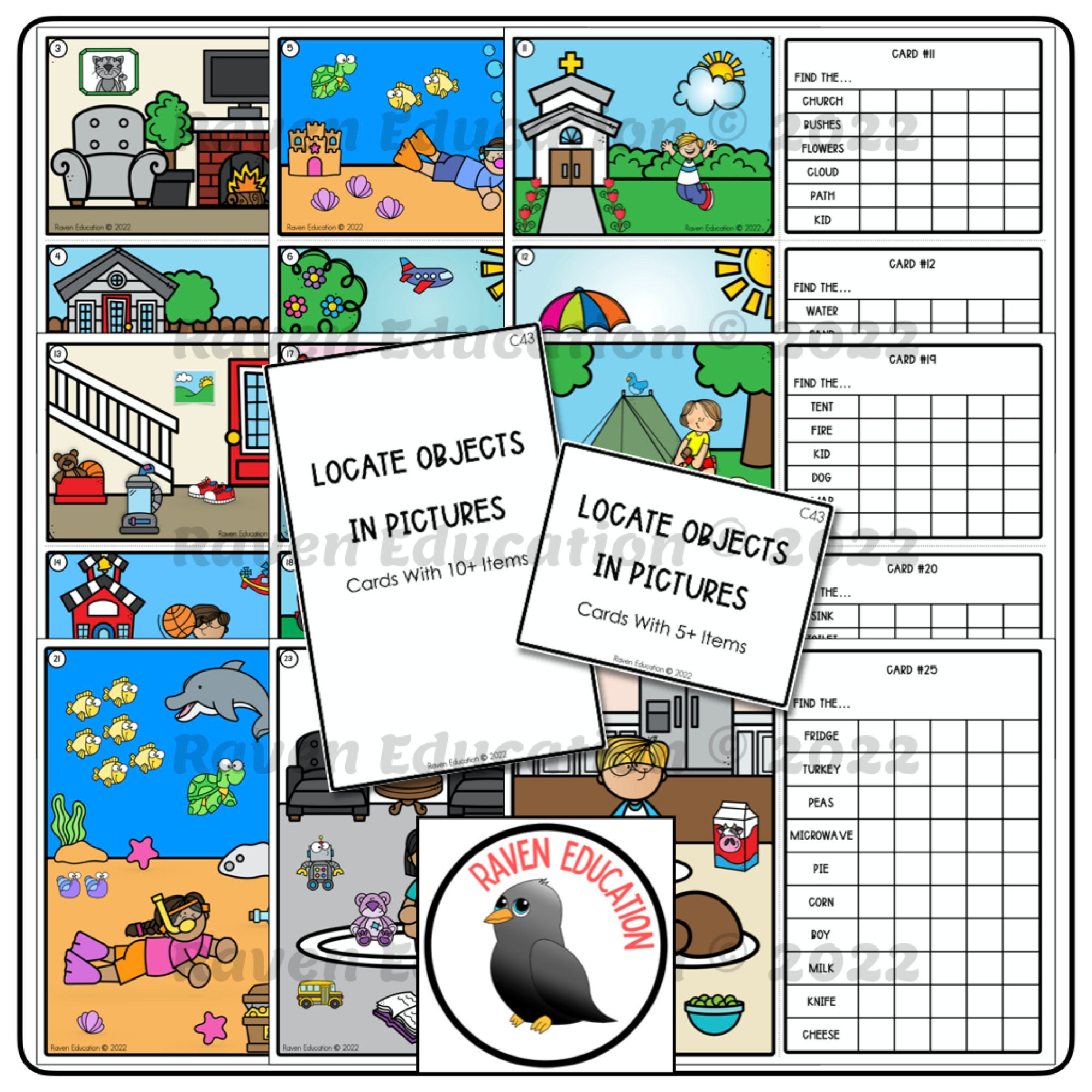 Locate Objects in Pictures: Picture Cards & Score Cards (aligned With ...