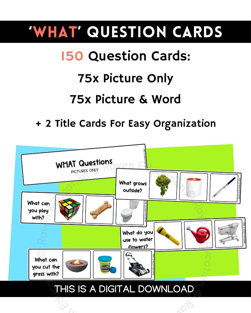 WHAT Questions Task Cards / Flip Cards (special Education | Speech ...
