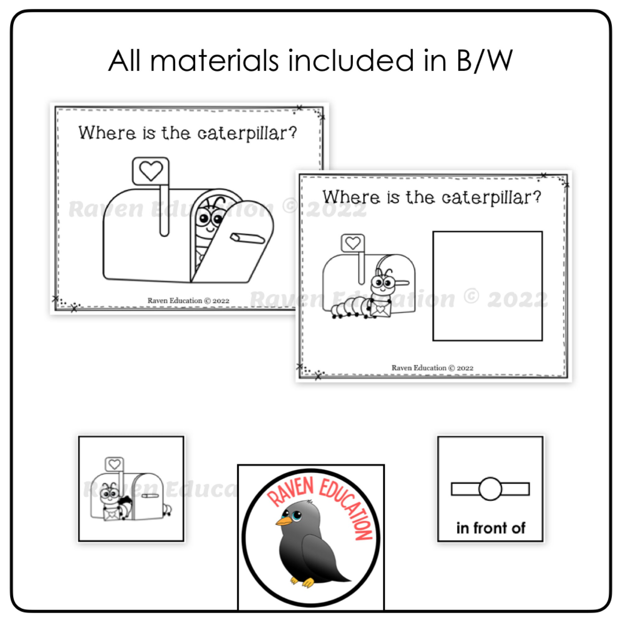 Valentine Caterpillar Preposition Task Cards - Etsy