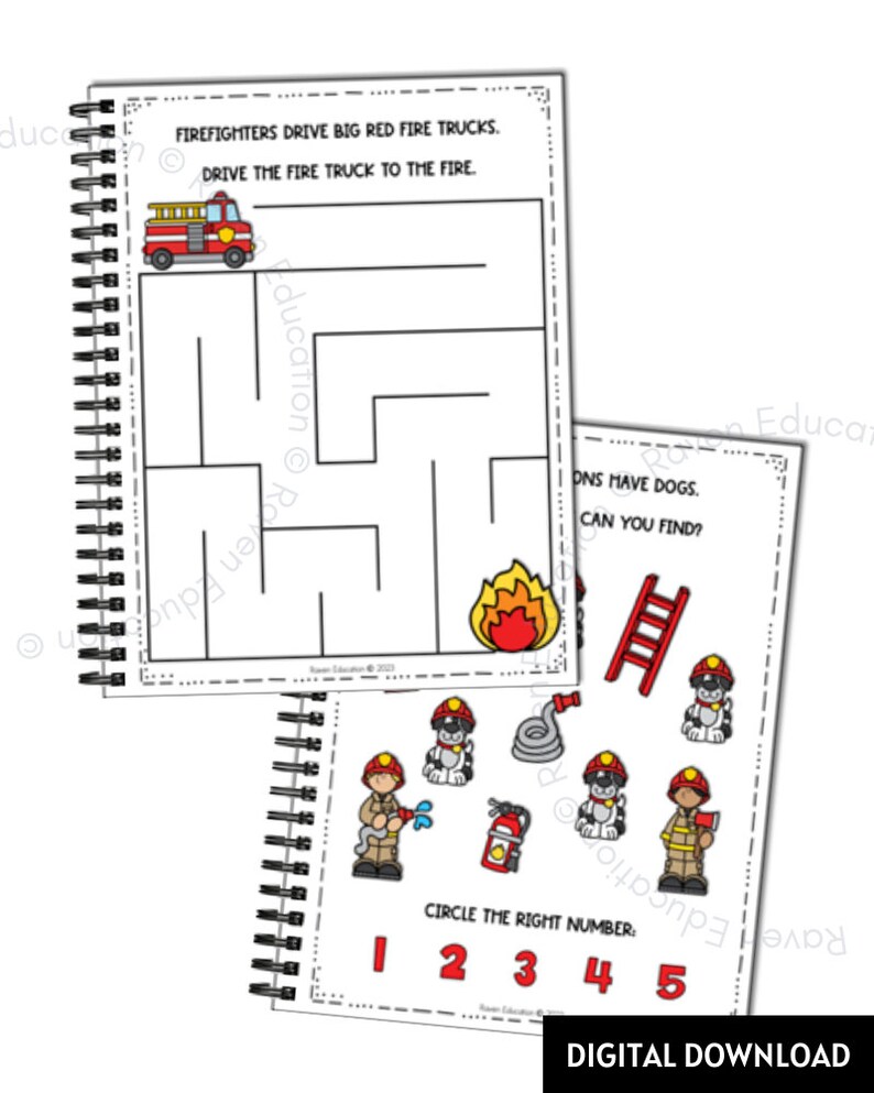 Community Helper Busy Book: Firefighters matching Counting Alphabet ...