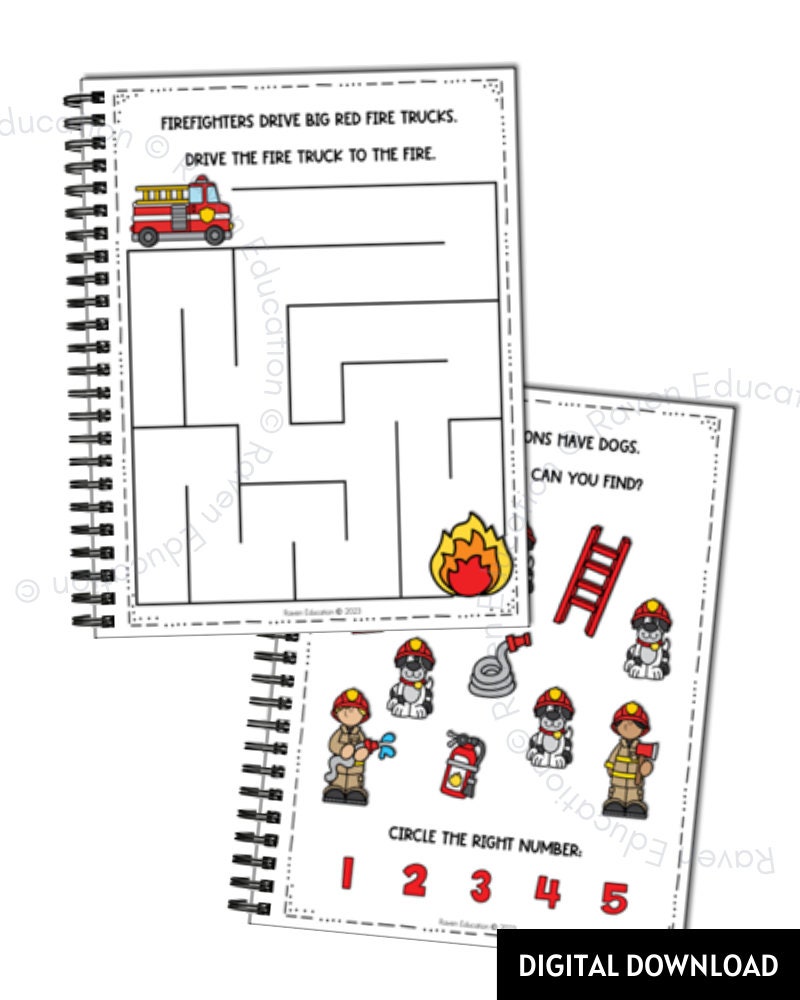 Community Helper Busy Book: Firefighters matching Counting Alphabet ...