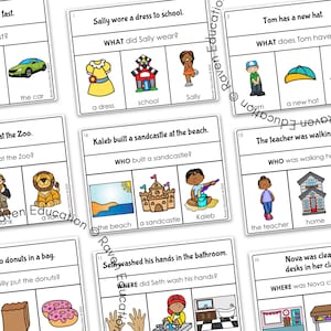 Sentence Level Reading Comprehension: Wh-questions (what / Who / Where ...