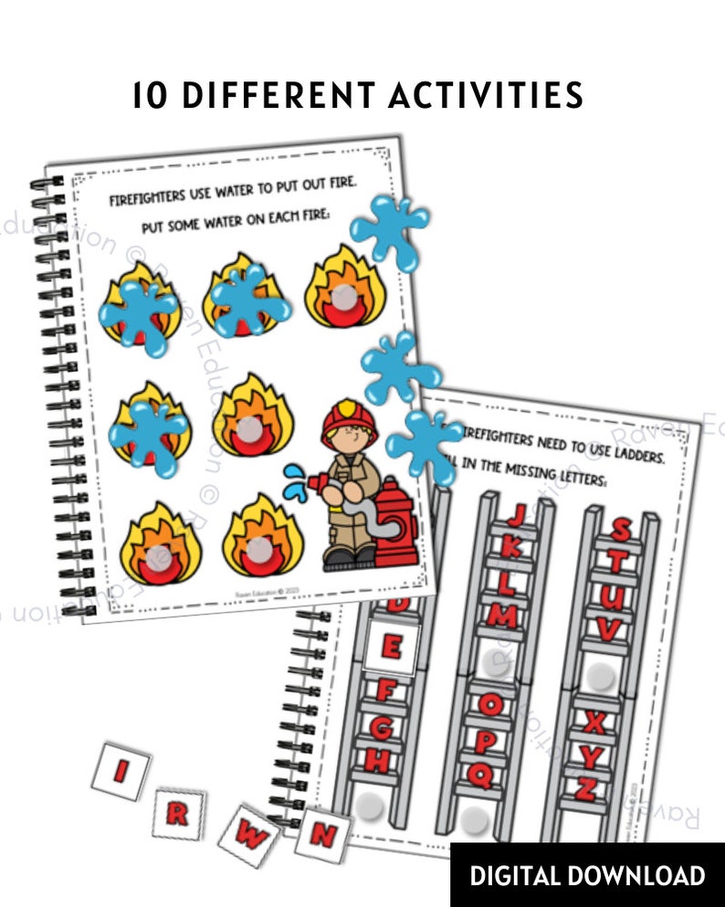 Community Helper Busy Book: Firefighters matching Counting Alphabet ...