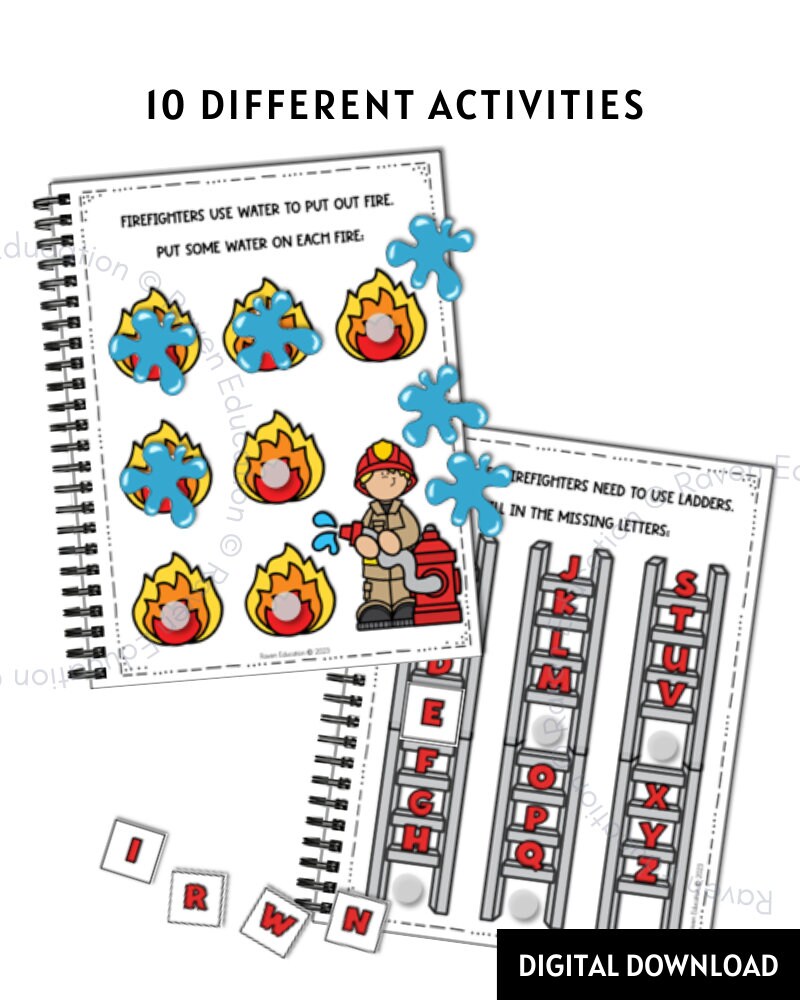 Community Helper Busy Book: Firefighters matching Counting Alphabet ...
