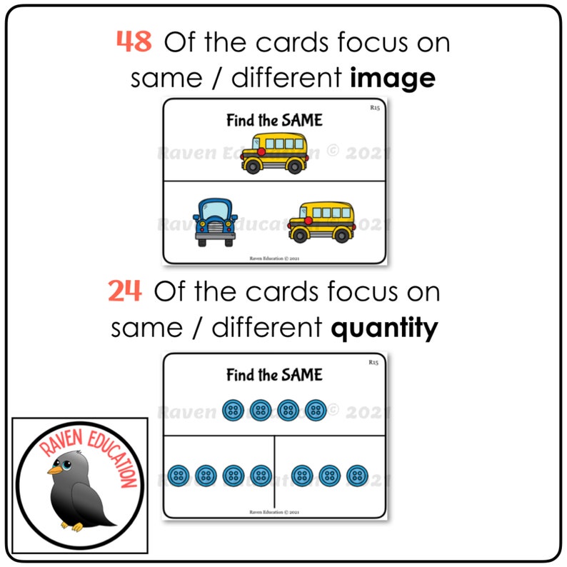 Same / Different Task Cards (aligned With ABLLS-R R15 & R16) - Etsy