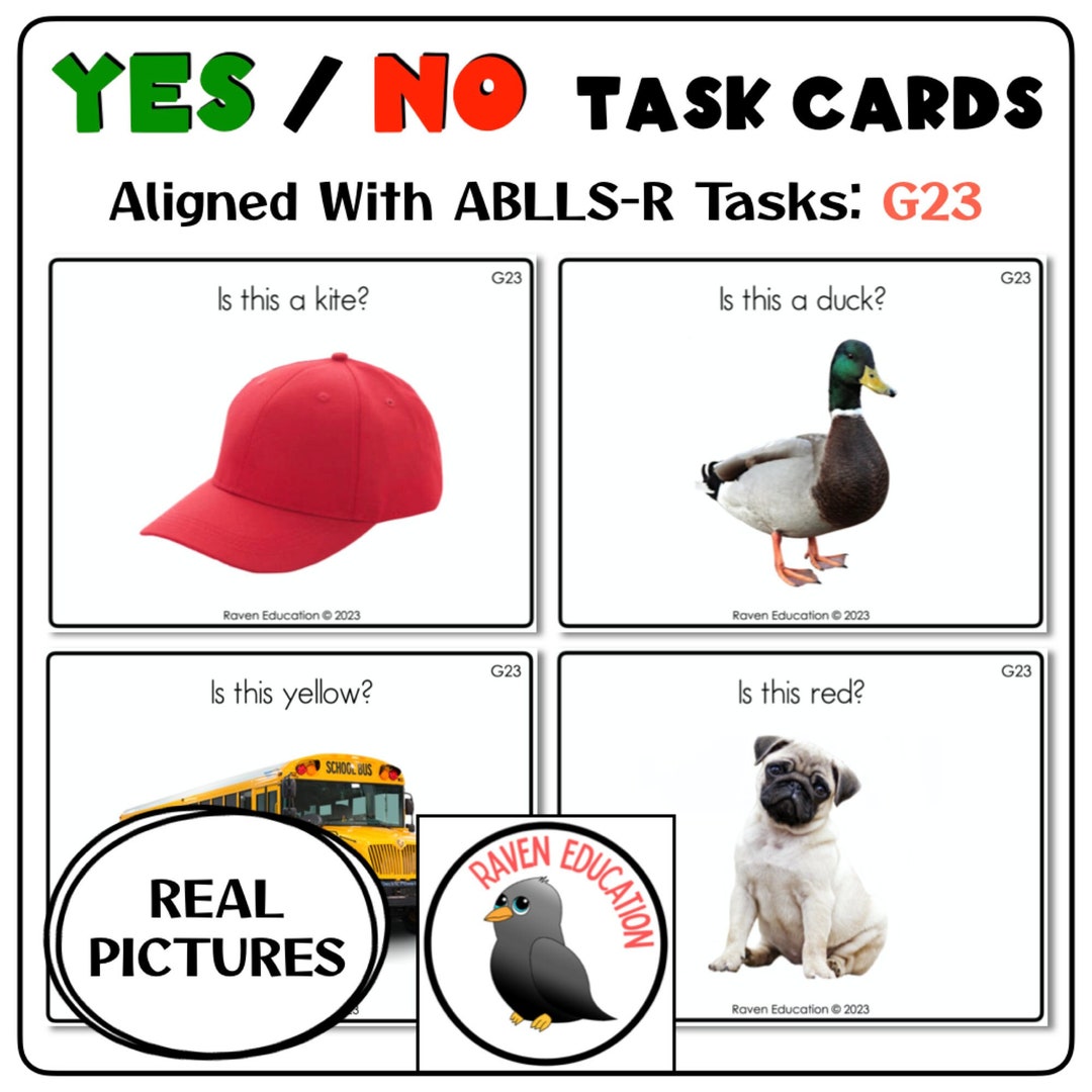 Yes or No Task Cards (aligned With ABLLS-R G23) Real Pictures - Etsy
