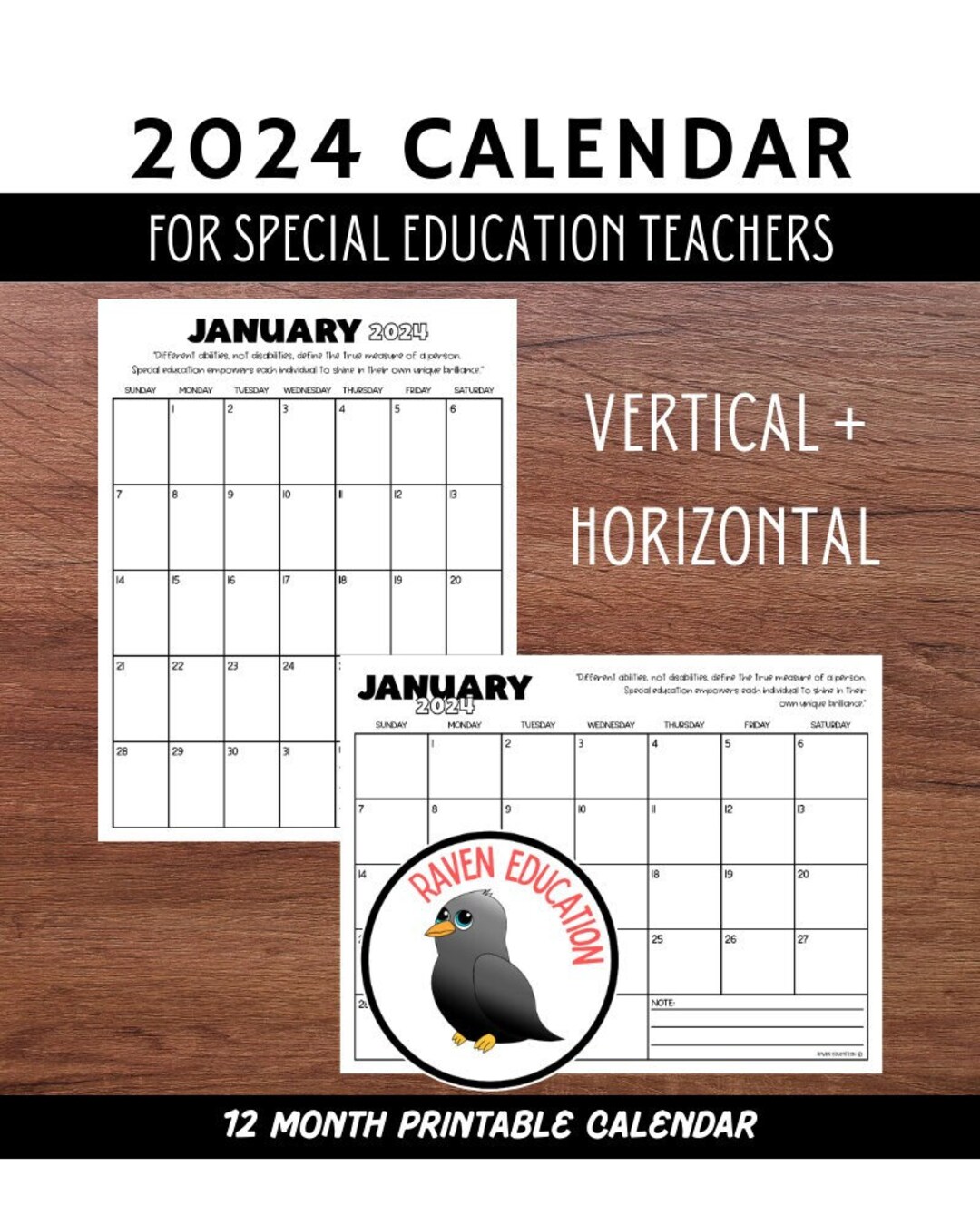 Printable 2024 Calendar for Special Education Teachers, Special ...