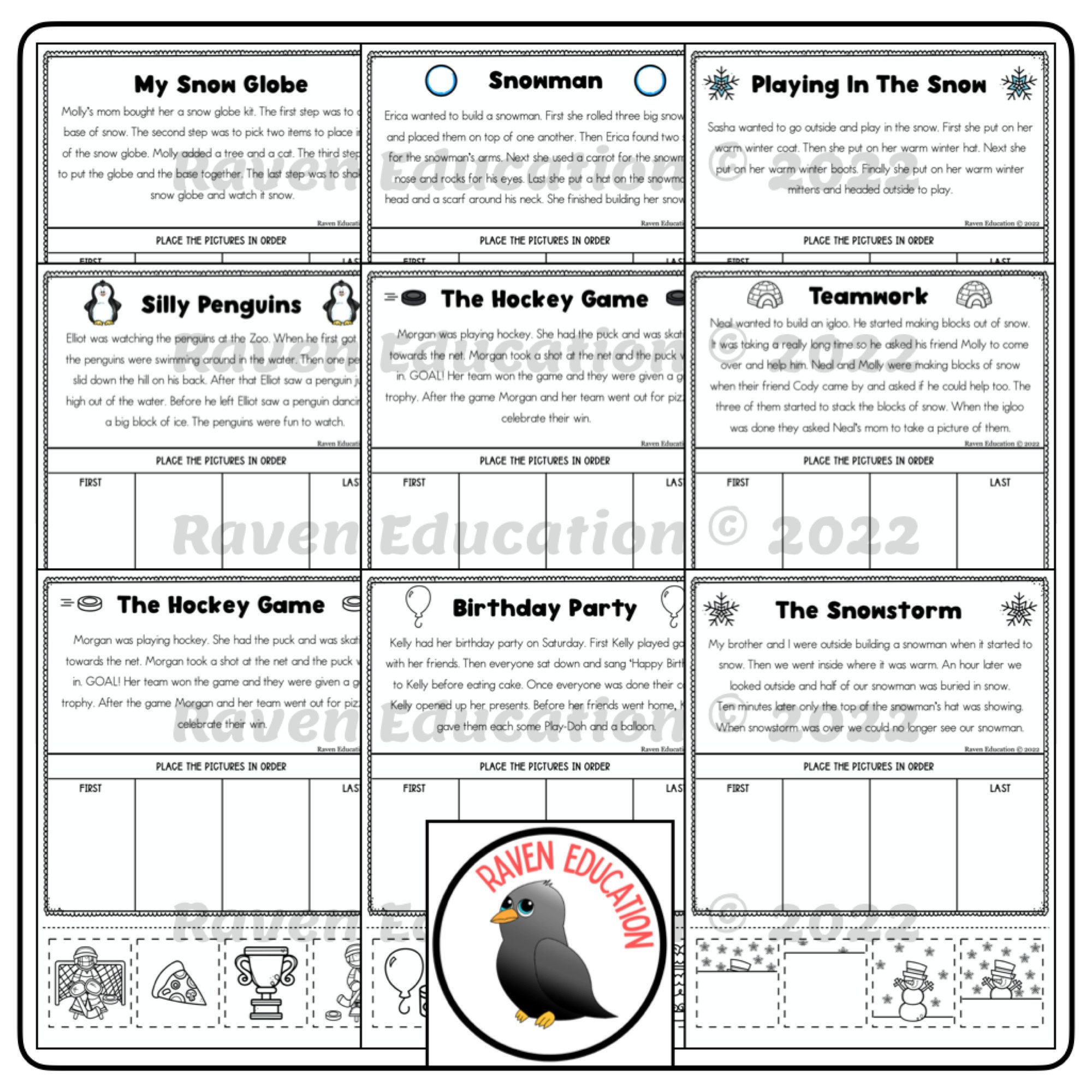 Winter Sequencing Stories (reading Comprehension) File Folder or Cut ...