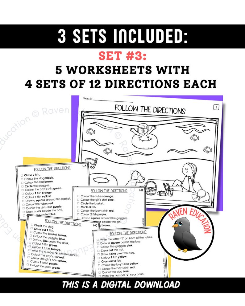 Following 1-step Directions: No-prep Worksheets (speech Therapy ...