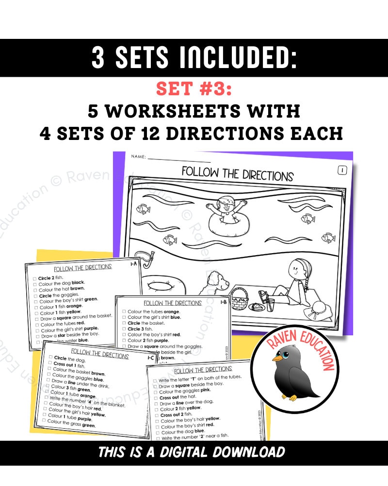 Following 1-step Directions: No-prep Worksheets (speech Therapy ...