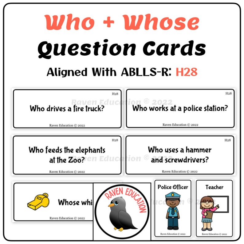 WHO + WHOSE Question Cards (ABLLS-R Aligned H28) - Etsy