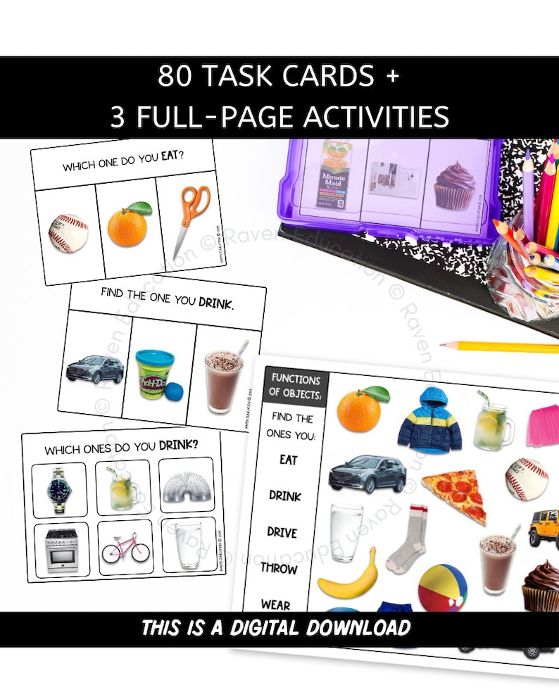 Functions of Objects Task Cards (real Pictures) ABLLS-R Aligned C37 ...
