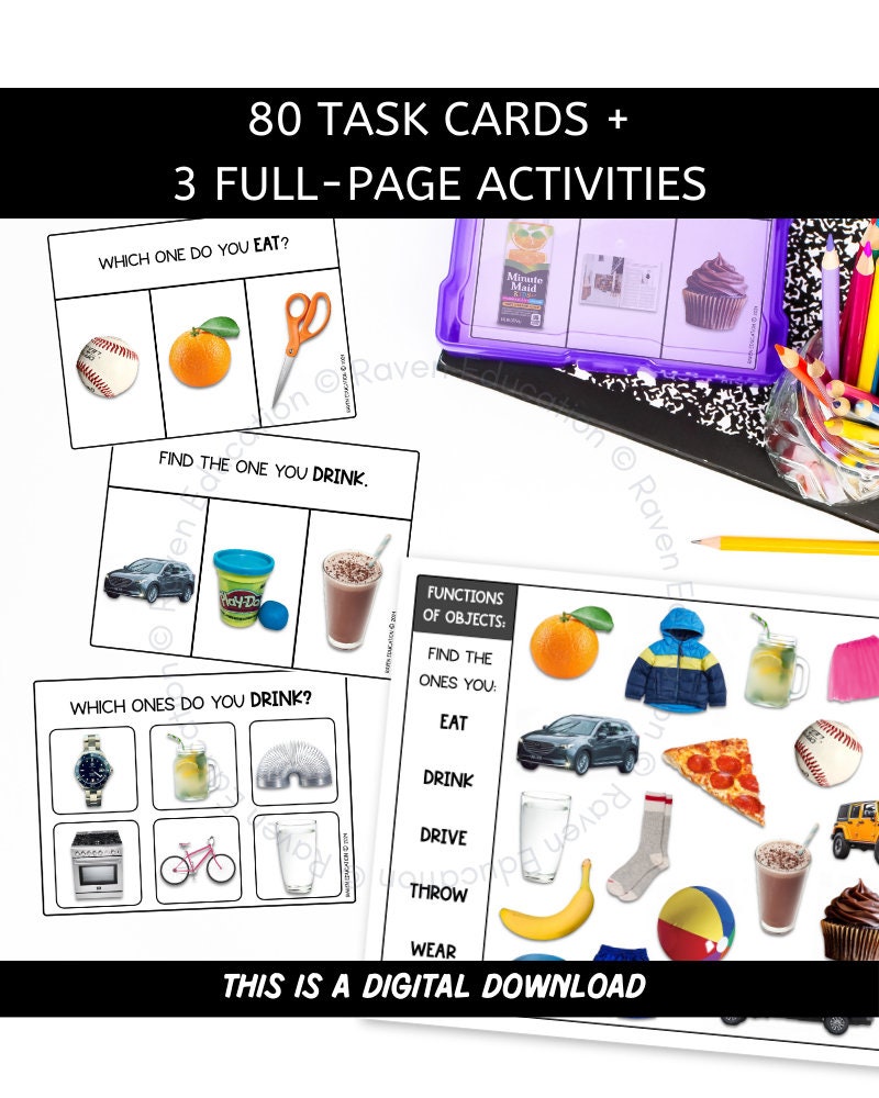 Functions of Objects Task Cards (real Pictures) ABLLS-R Aligned C37 ...