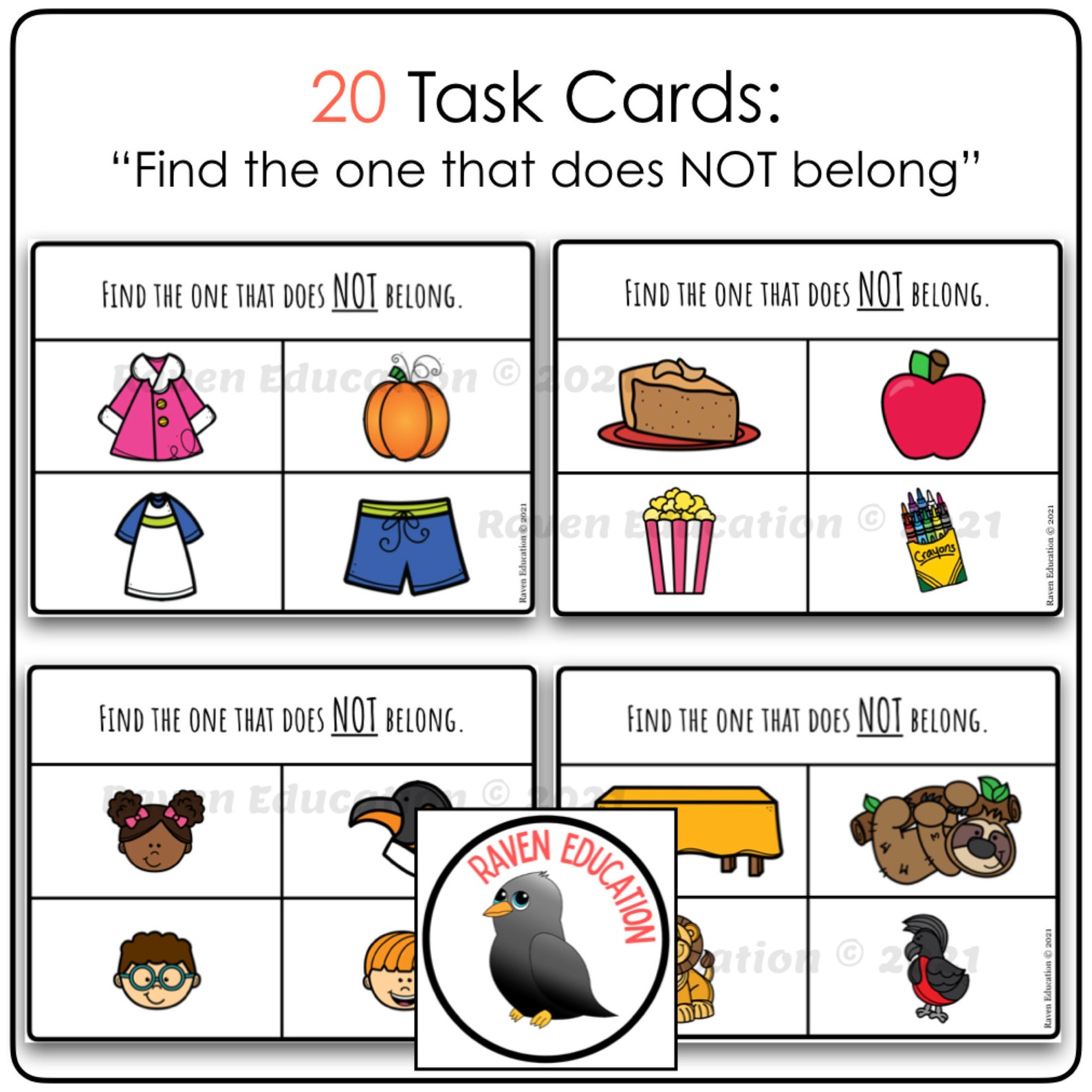 Non-example Task Cards (negation) - Etsy