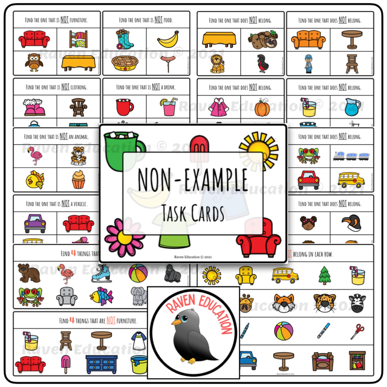 Non-example Task Cards negation - Etsy