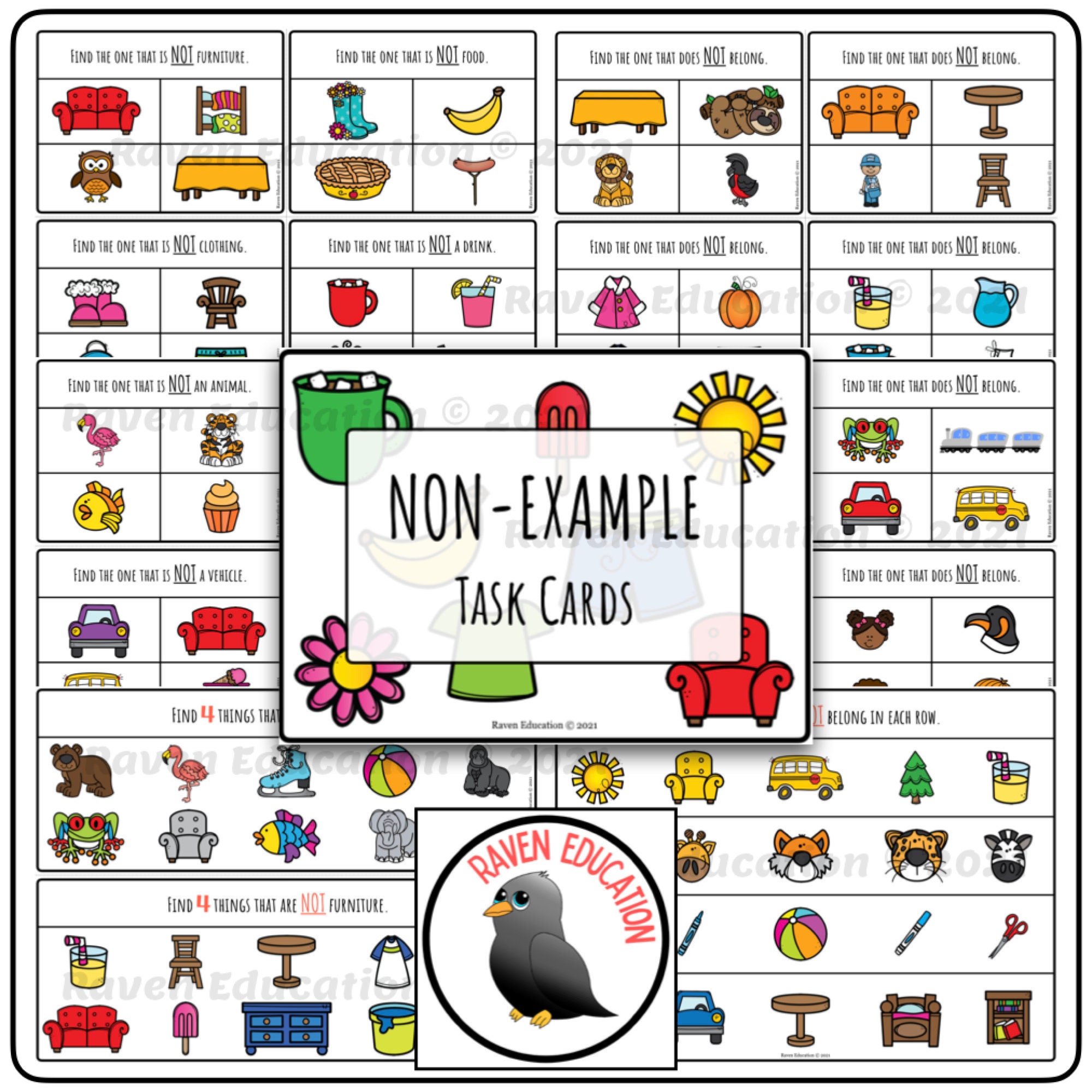 Non-example Task Cards negation - Etsy