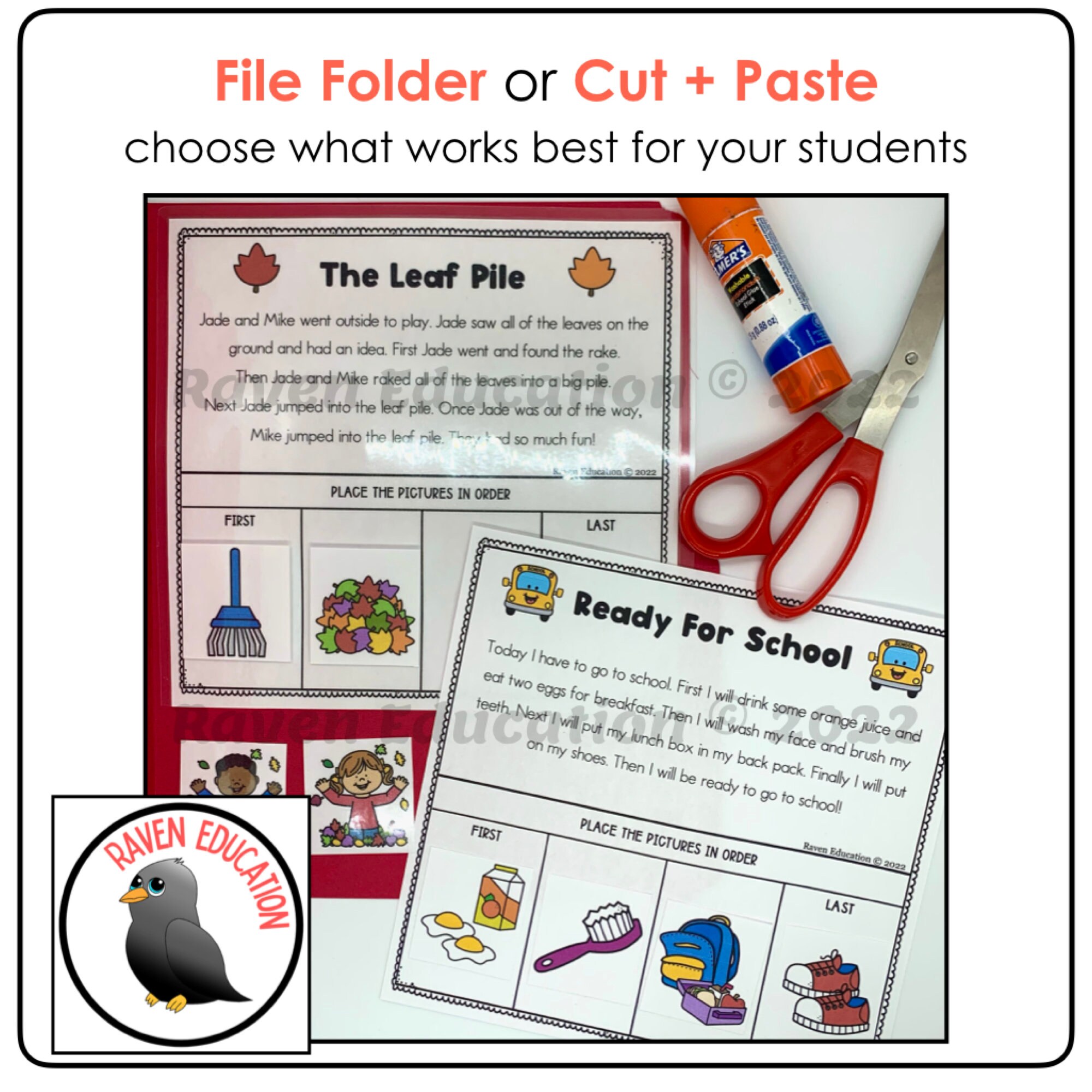 Fall Sequencing Stories (reading Comprehension) File Folder or Cut and ...
