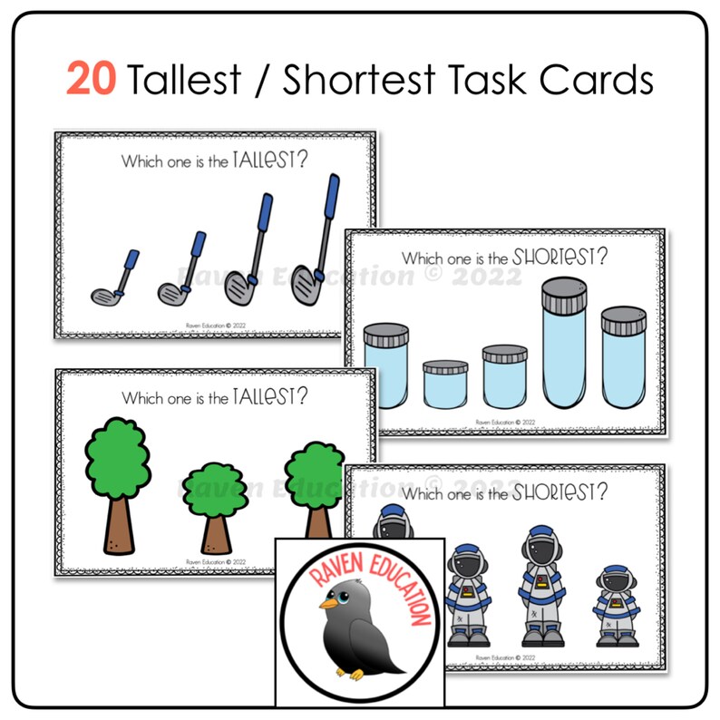 Shortest & Tallest Activities file Folders and Task Cards - Etsy