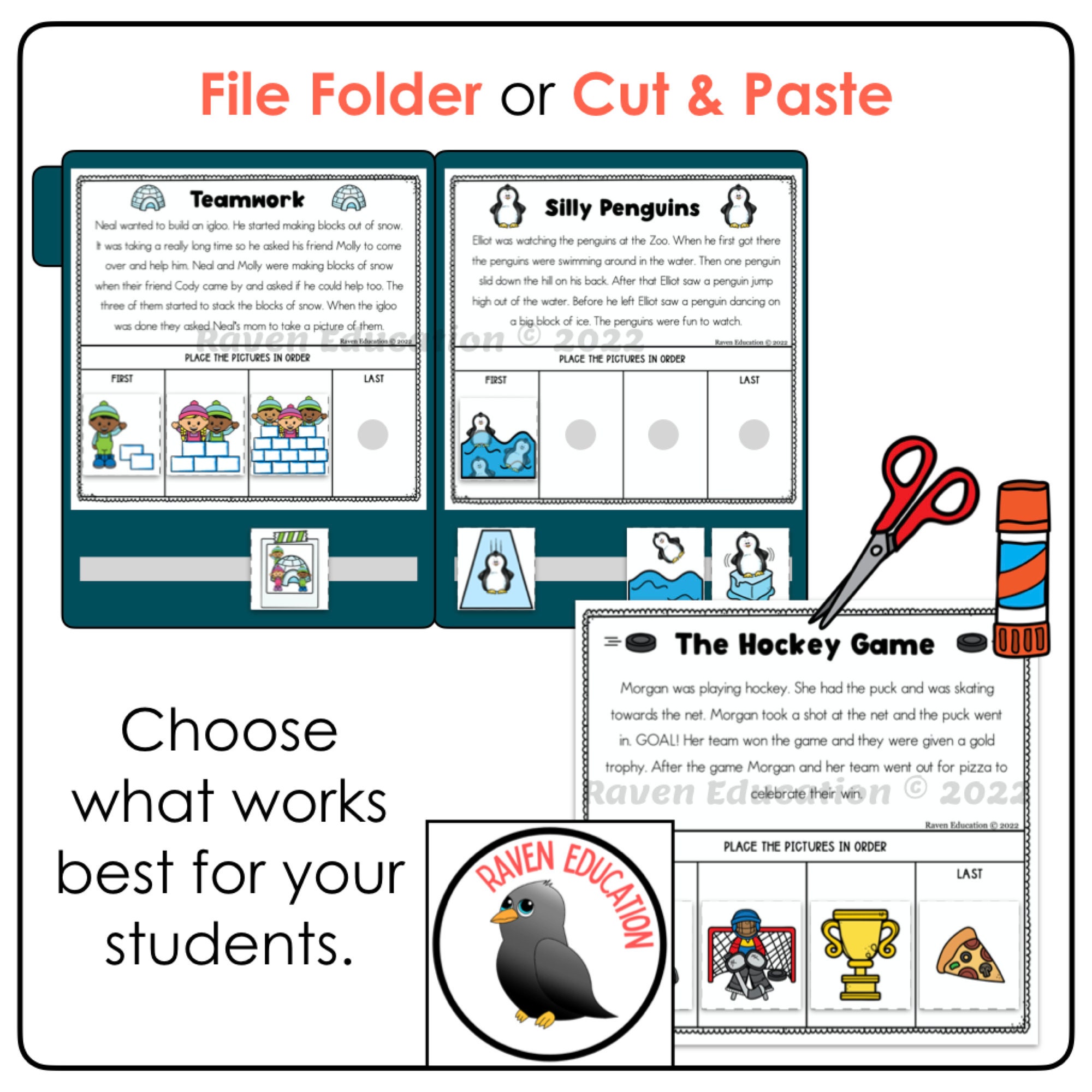 Winter Sequencing Stories (reading Comprehension) File Folder or Cut ...