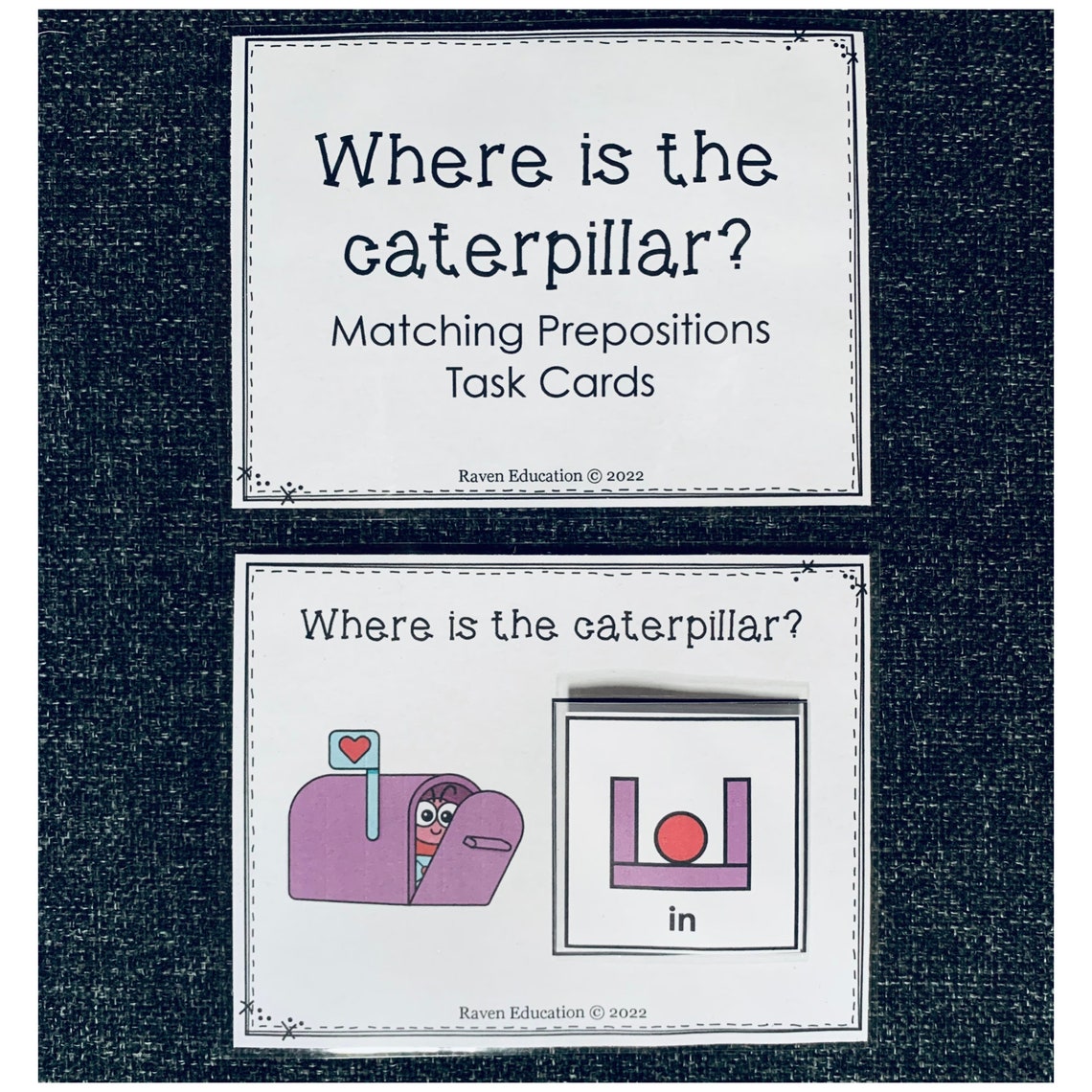 Valentine Caterpillar Preposition Task Cards - Etsy