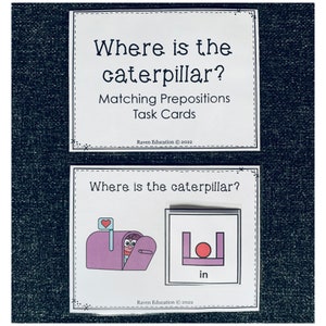 Valentine Caterpillar Preposition Task Cards - Etsy