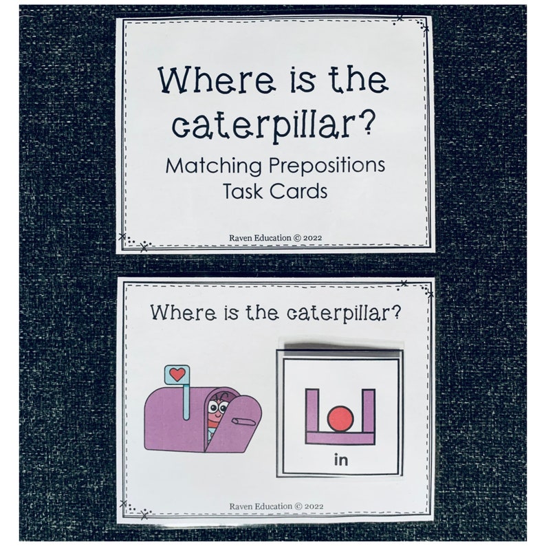 Valentine Caterpillar Preposition Task Cards - Etsy