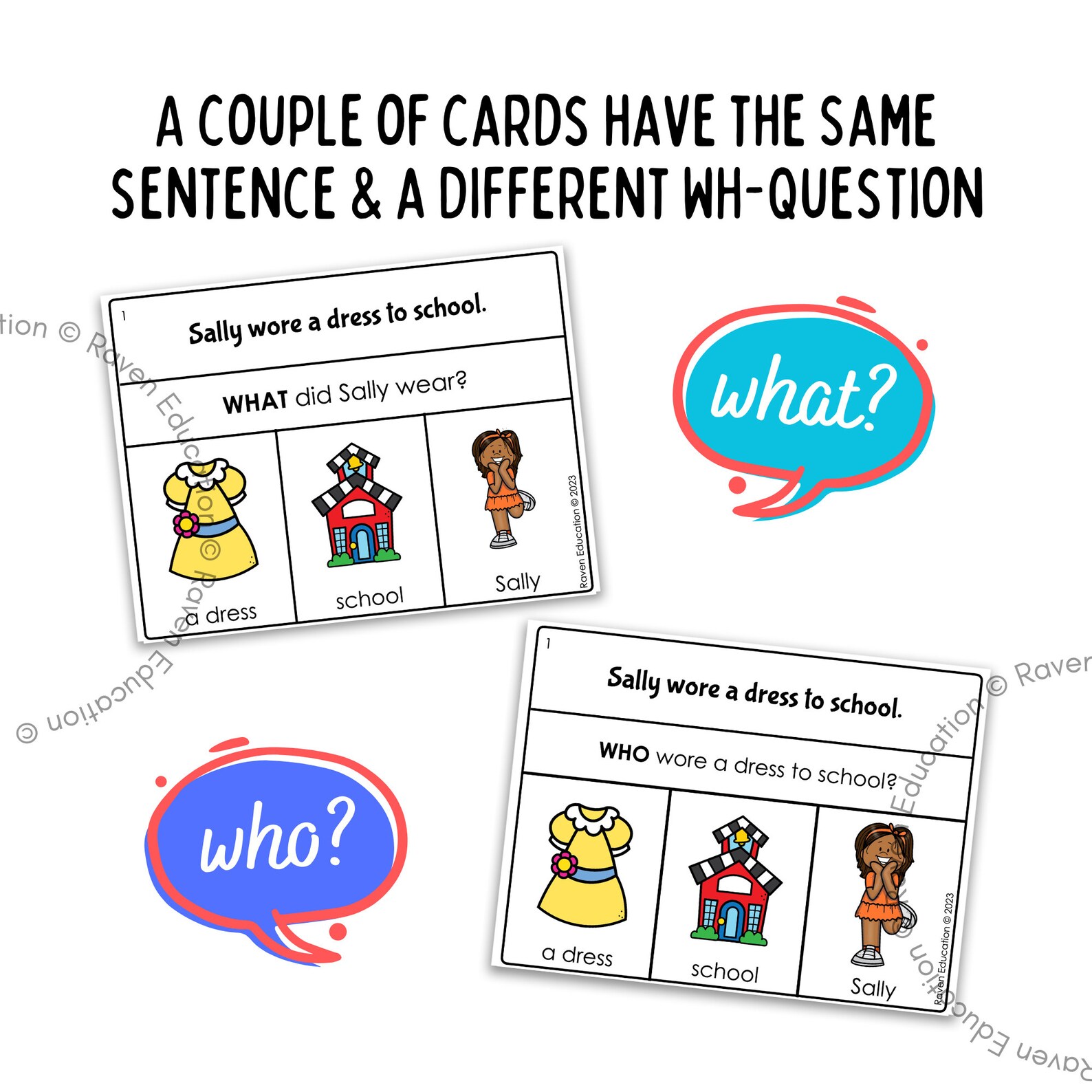 Sentence Level Reading Comprehension: Wh-questions (what / Who / Where ...
