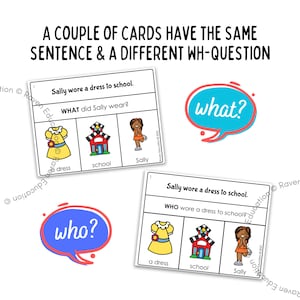 Sentence Level Reading Comprehension: Wh-questions (what / Who / Where ...