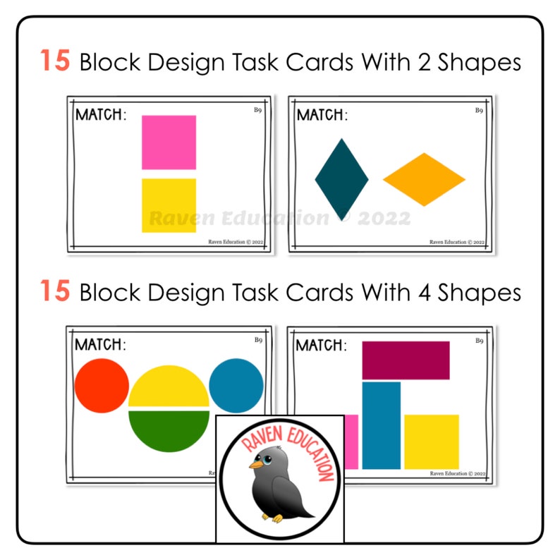 Matching Shape Designs Task Cards (aligned With ABLLS-R B9 / B12) - Etsy