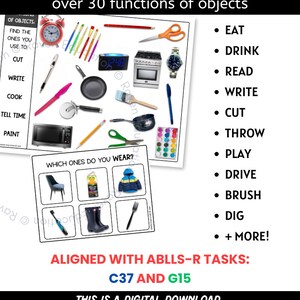 Functions of Objects Task Cards (real Pictures) ABLLS-R Aligned C37 ...