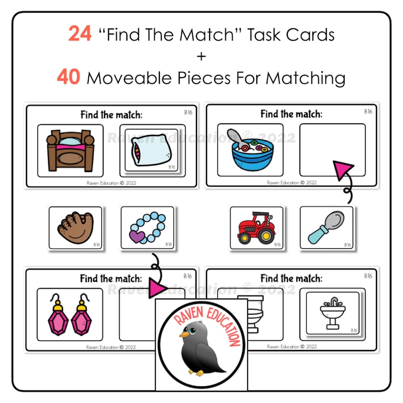 Matching Associated Pictures Task Cards (aligned With ABLLS-R B16) - Etsy