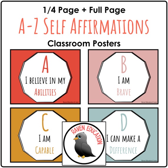 A Z Self Affirmations Alphabet Posters CALM Colours / - Etsy