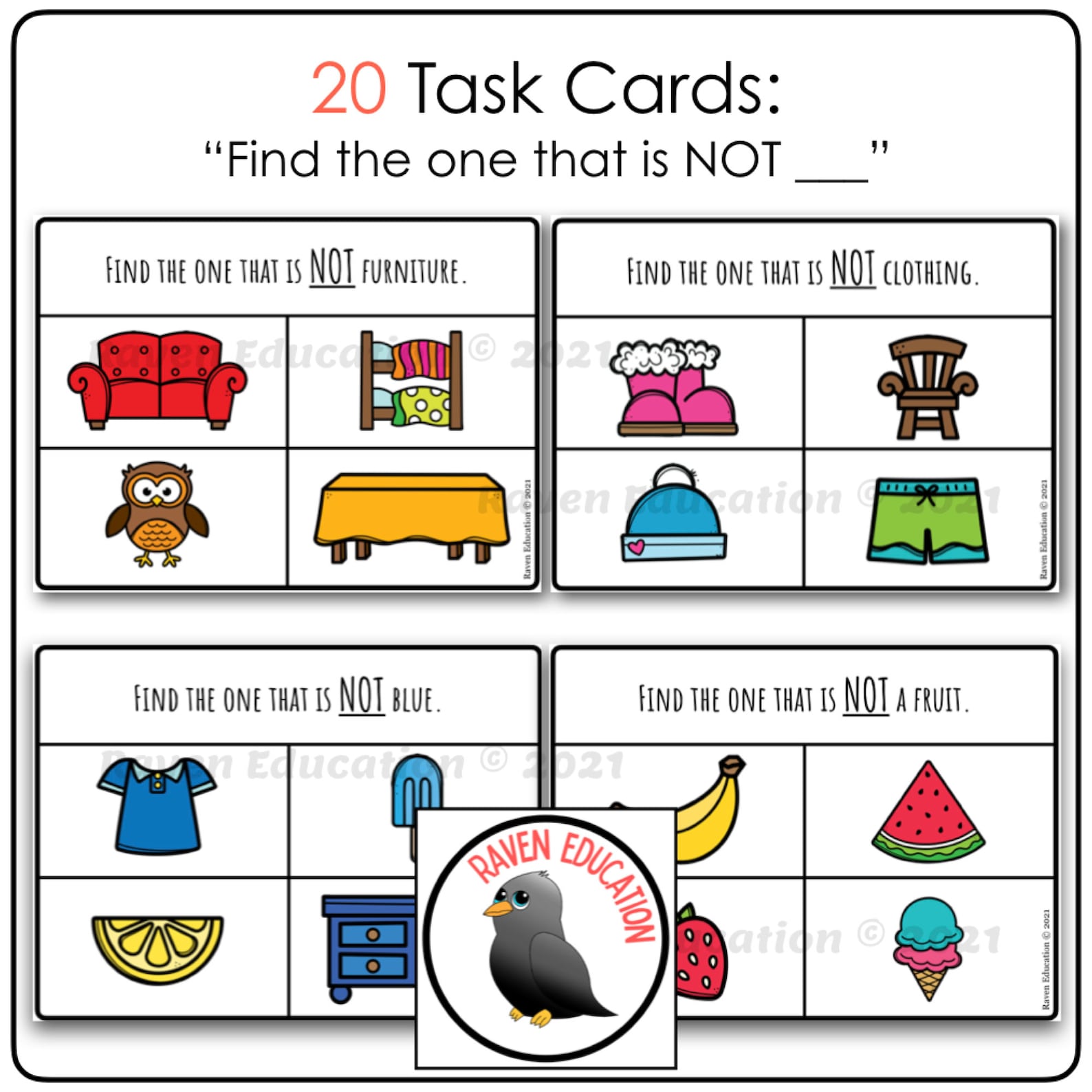 Non-example Task Cards (negation) - Etsy