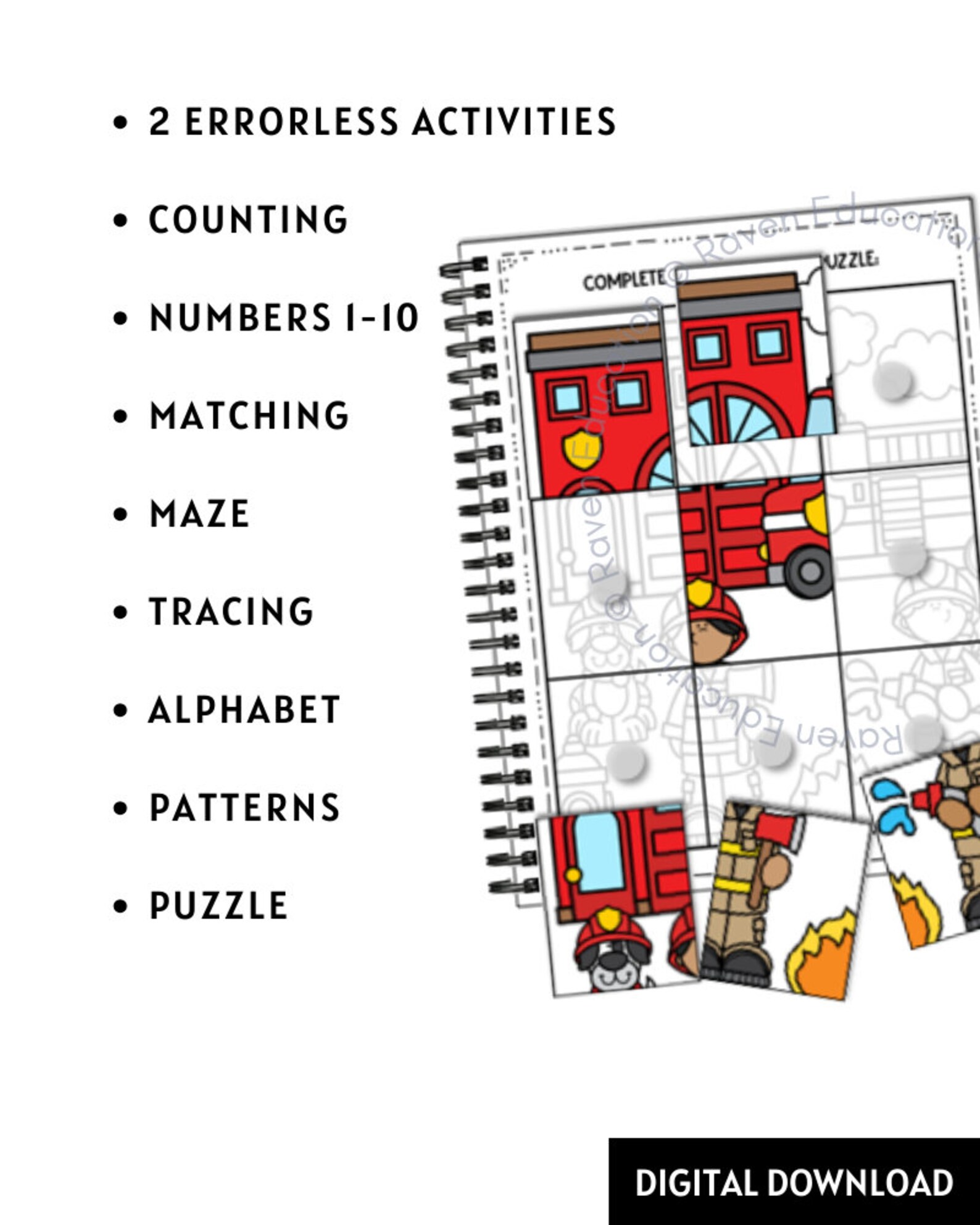 Community Helper Busy Book: Firefighters matching Counting Alphabet ...