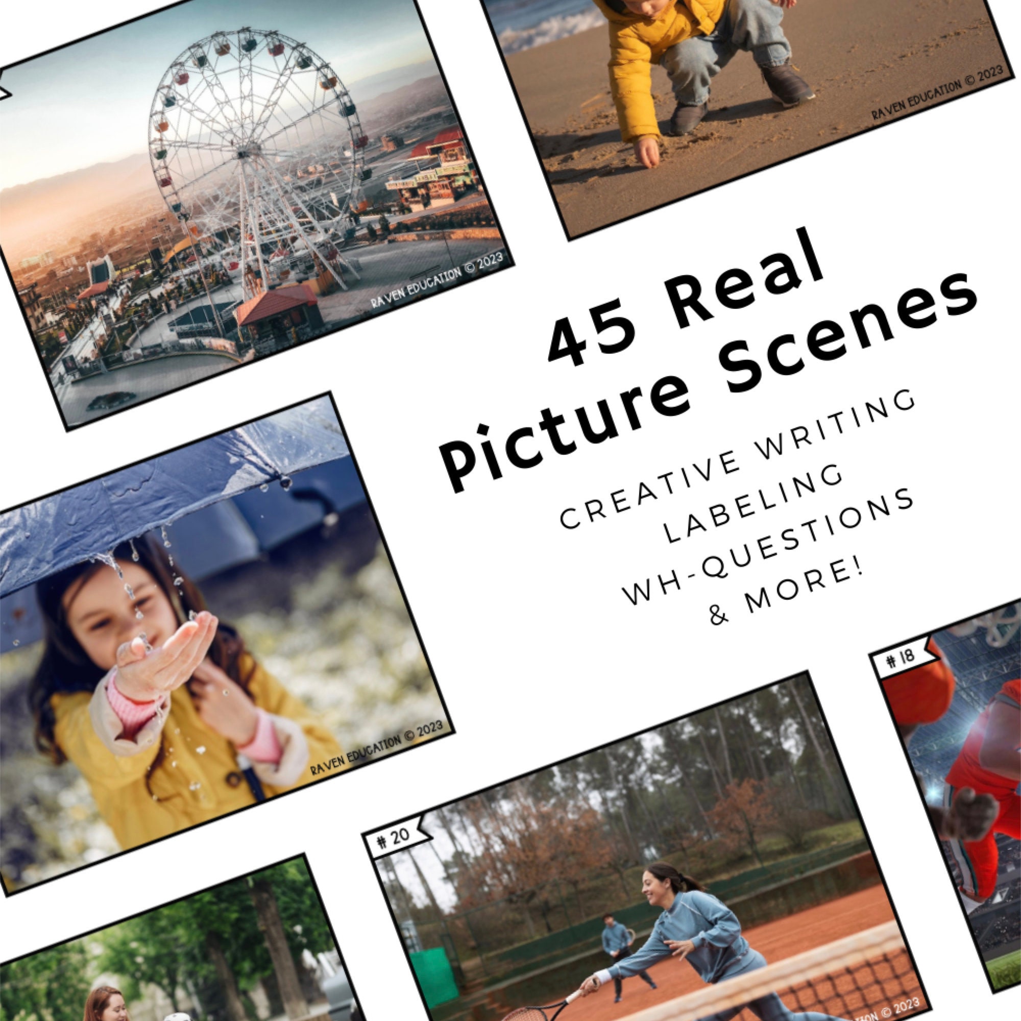 45 Real Picture Scenes Set 2 creative Writing / Inferencing / Wh ...
