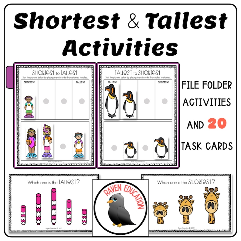 Shortest & Tallest Activities (file Folders and Task Cards) - Etsy