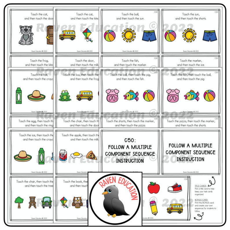 Follow A Multiple Component Sequence Task Cards (aligned With ABLLS-R ...