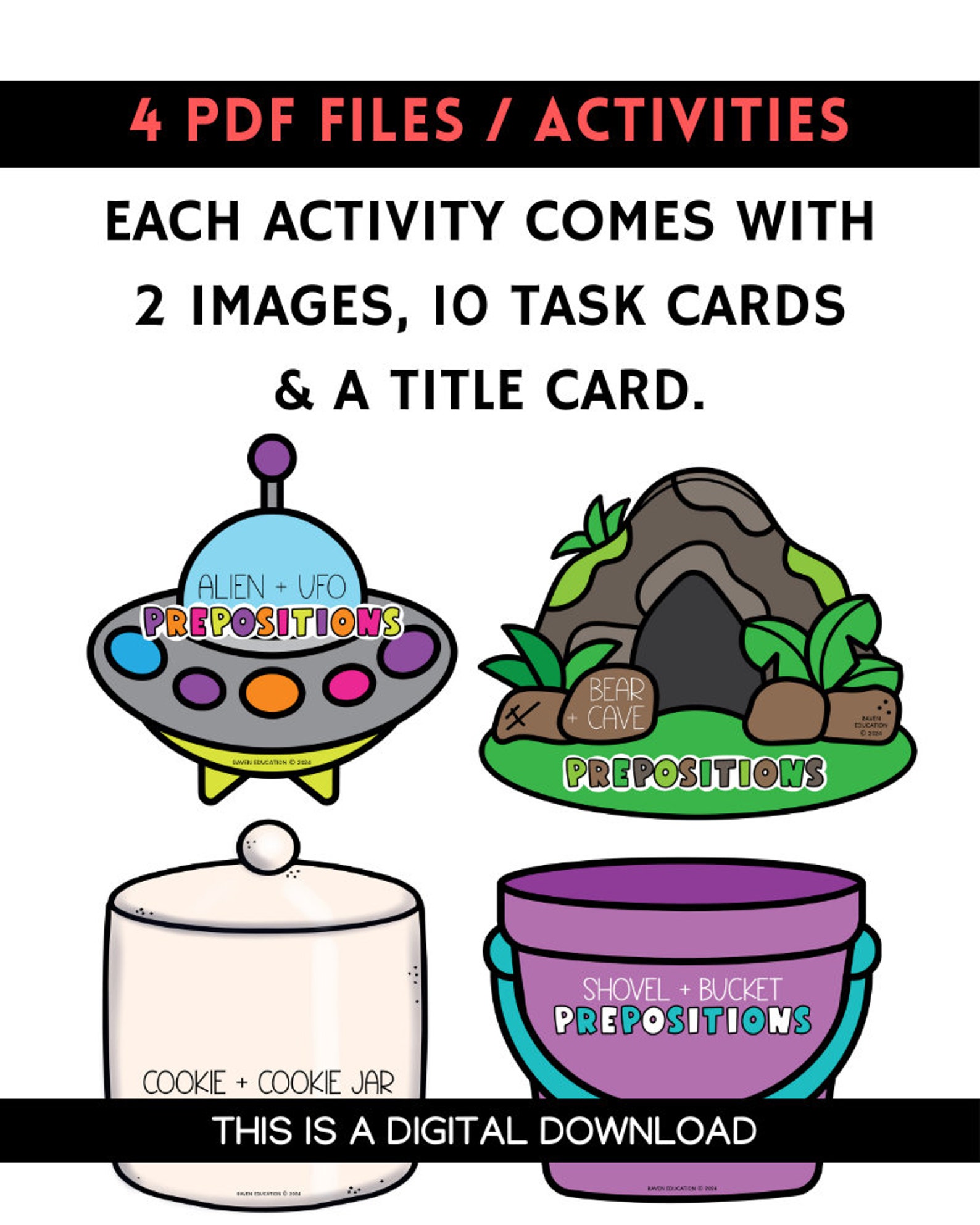 Preposition Activity Bundle #1 (40 Task Cards | Interactive | Following ...