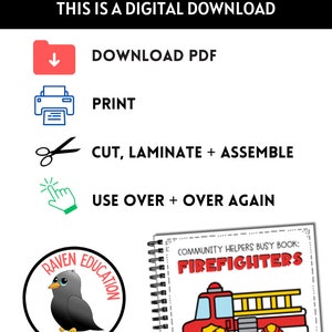 Community Helper Busy Book: Firefighters (matching; Counting; Alphabet ...