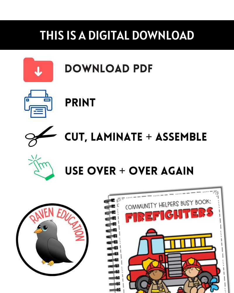 Community Helper Busy Book: Firefighters matching Counting Alphabet ...