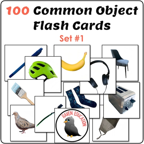 100 Common Objects Flash Cards - Etsy