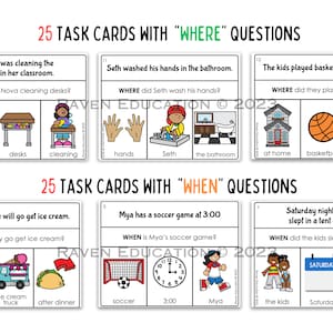 Sentence Level Reading Comprehension: Wh-questions (what / Who / Where ...