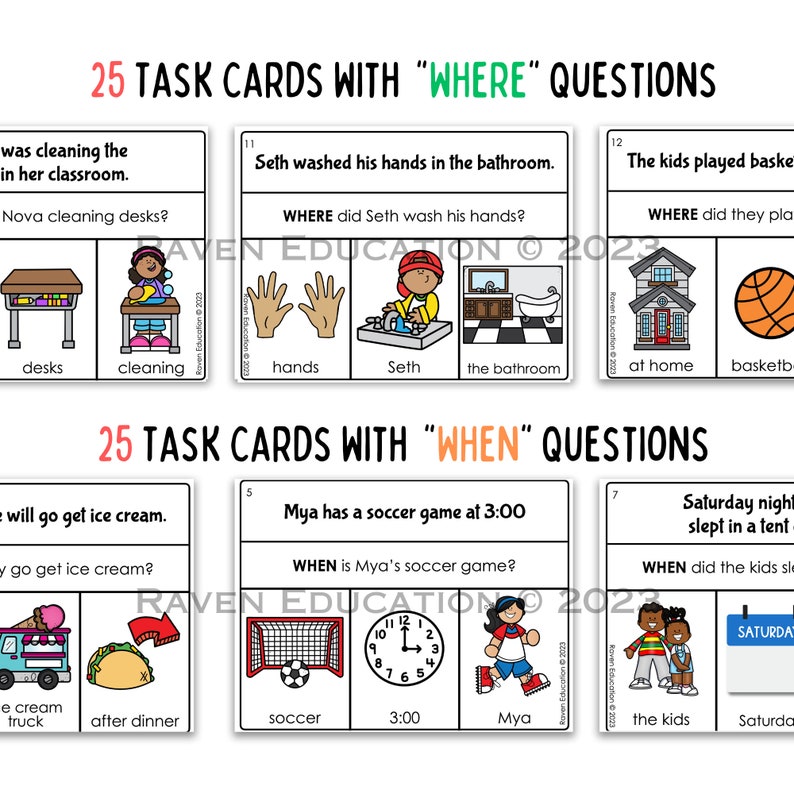 Sentence Level Reading Comprehension: Wh-questions (what / Who / Where ...