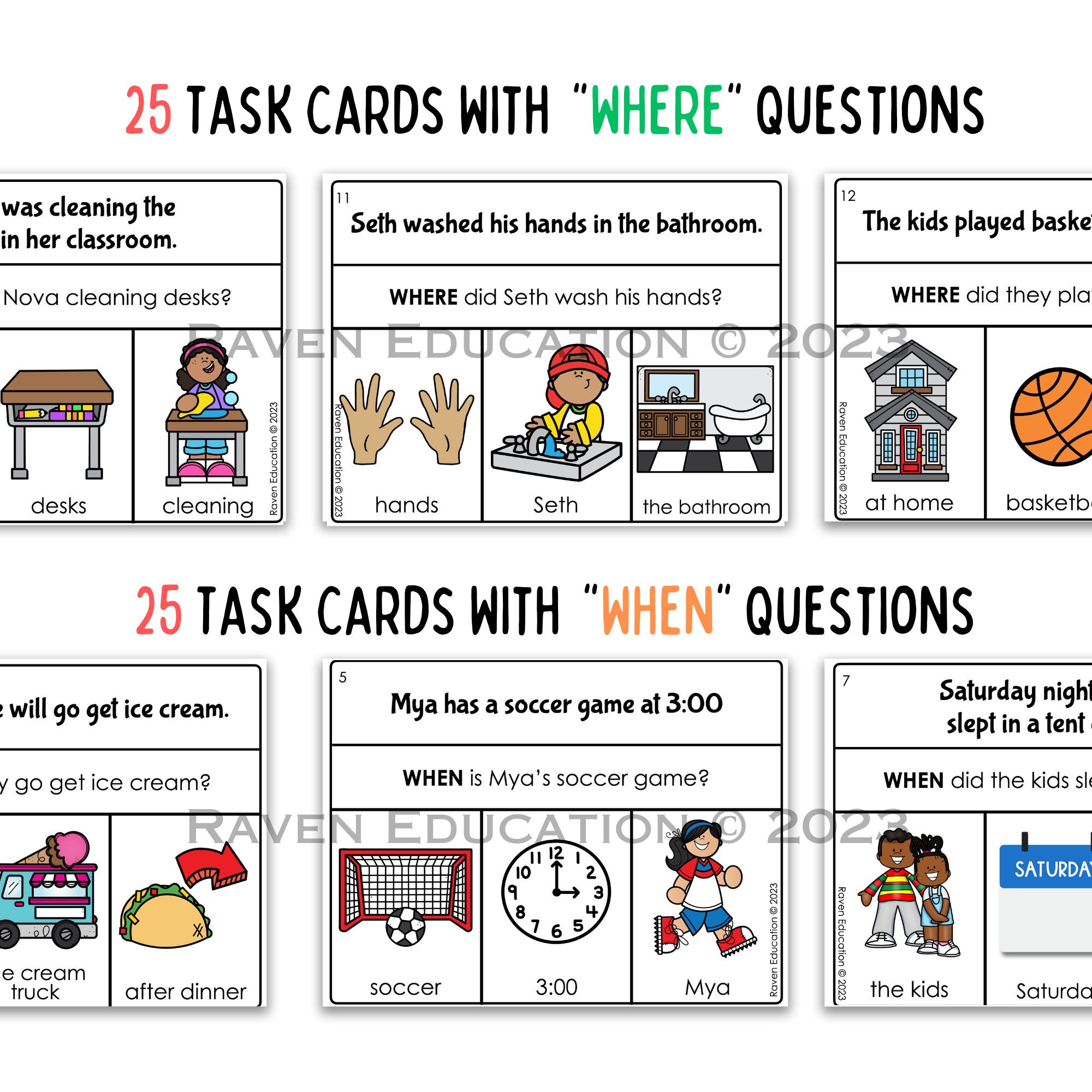 Sentence Level Reading Comprehension: Wh-questions (what / Who / Where ...